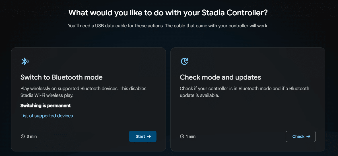Google Stadia Bluetooth self-serve tool now available