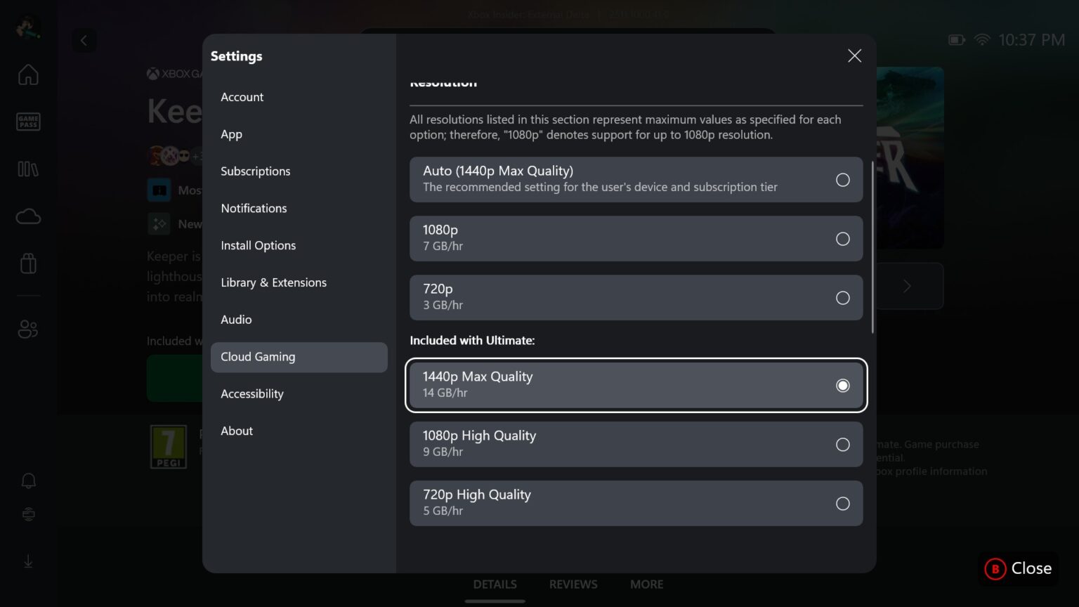Xbox Cloud Gaming Tests Resolution and Bitrate Settings - Cloud Dosage